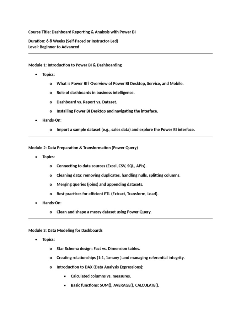 Complete Course Outline of Power BI | PDF | Analytics | Information Science