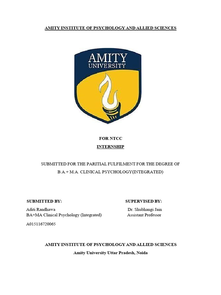 NTCC Aditi Internship Final Document | PDF | Borderline Personality Disorder | Anxiety