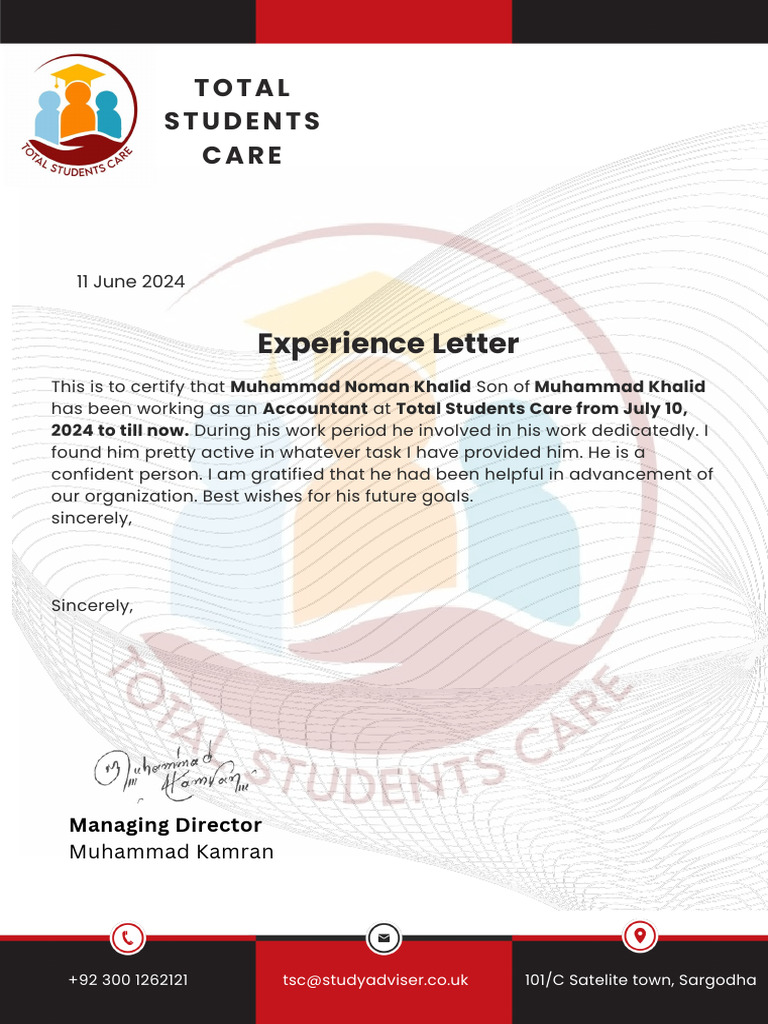 Experience Letter for Accountant Position | PDF