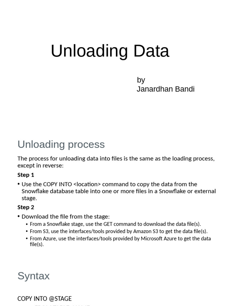 26.Unloading Data | PDF