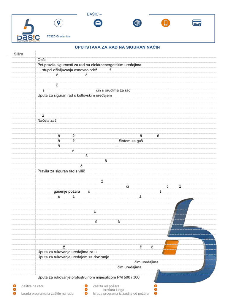 Spisak Uputa Za Rad Na Siguran Nacin | PDF