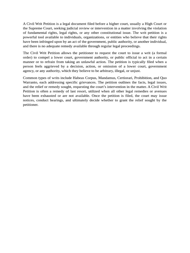 02A - INTRODUCTION - Civil - Writ-Petition - SL - No.7 | PDF