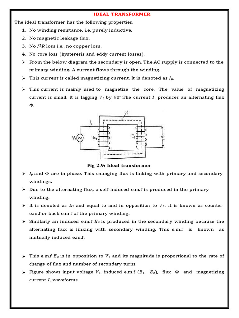 L2_Practical Transformer and Ideal Transformer | PDF | Transformer | Electricity