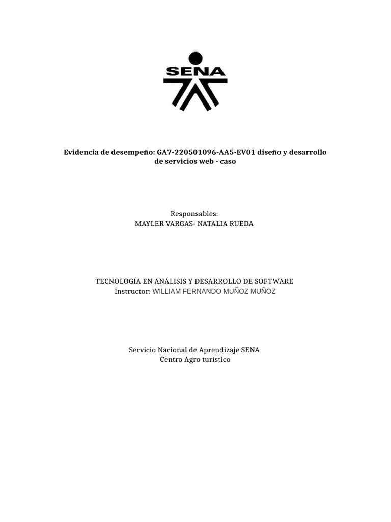 GA7-220501096-AA5-EV01 Diseño y Desarrollo de Servicios Web - Caso | PDF