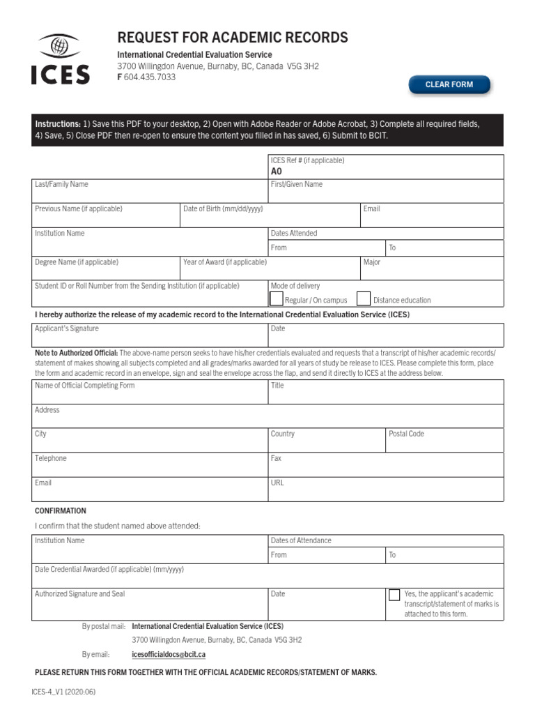 95 Transdoc 3 Academic Record Request Form | PDF
