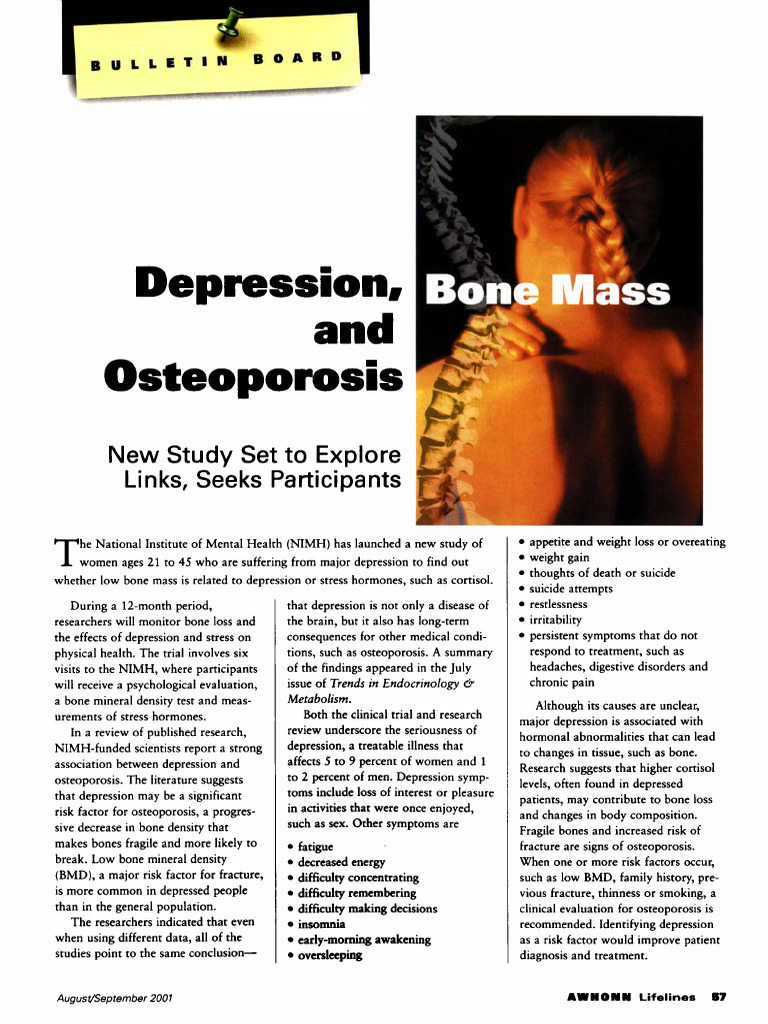 Depression, Bone Mass and Osteoporosis New Study | PDF | Osteoporosis ...
