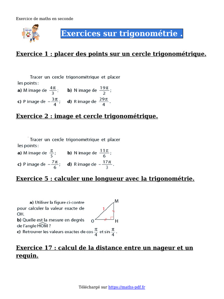 Exercices de trigonométrie en seconde | PDF