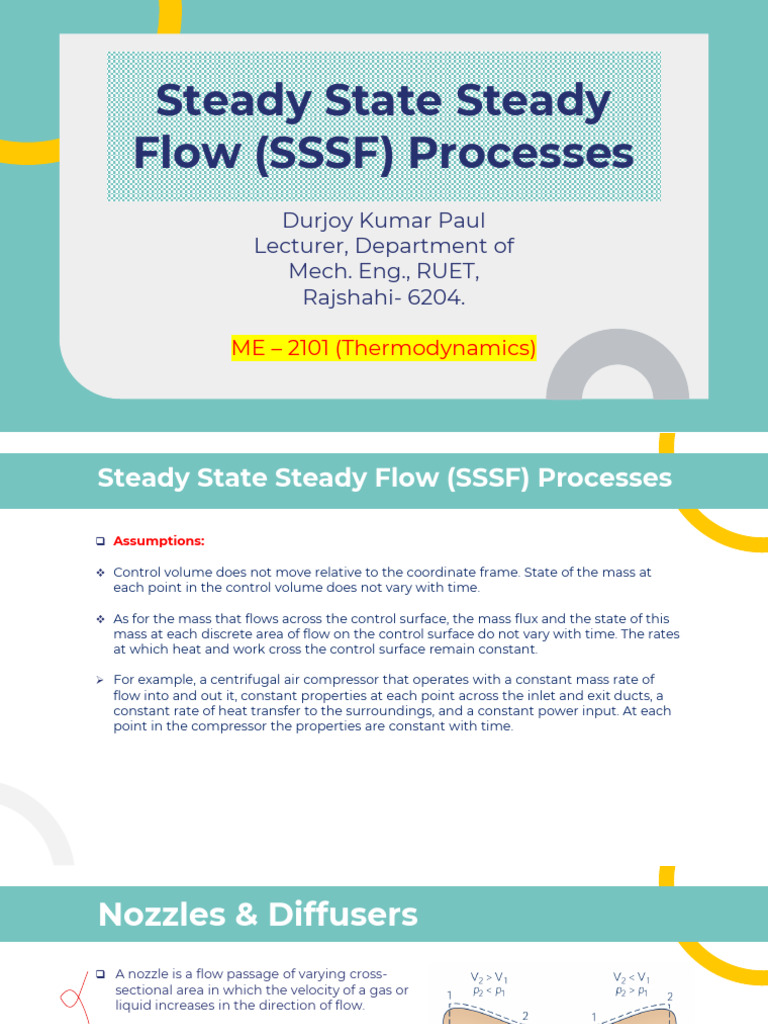 Steady State Steady Flow (SSSF) Processes | PDF | Pump | Heat Exchanger