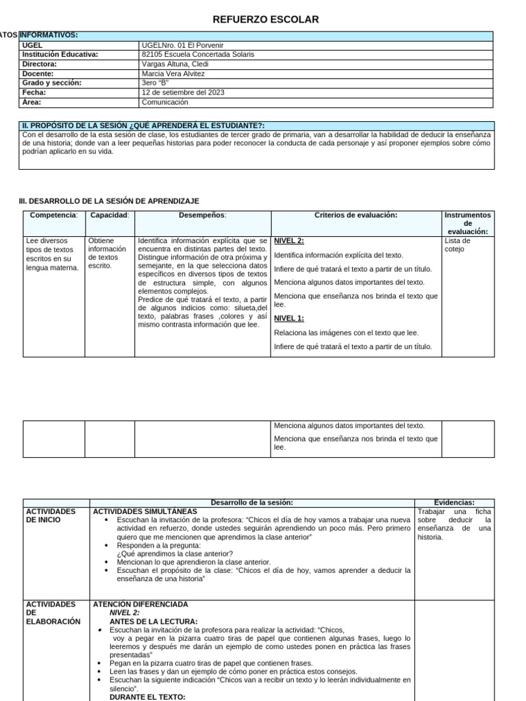 Ejemplos de Lectura Guiada en Clase | PDF | Enseñando | Información