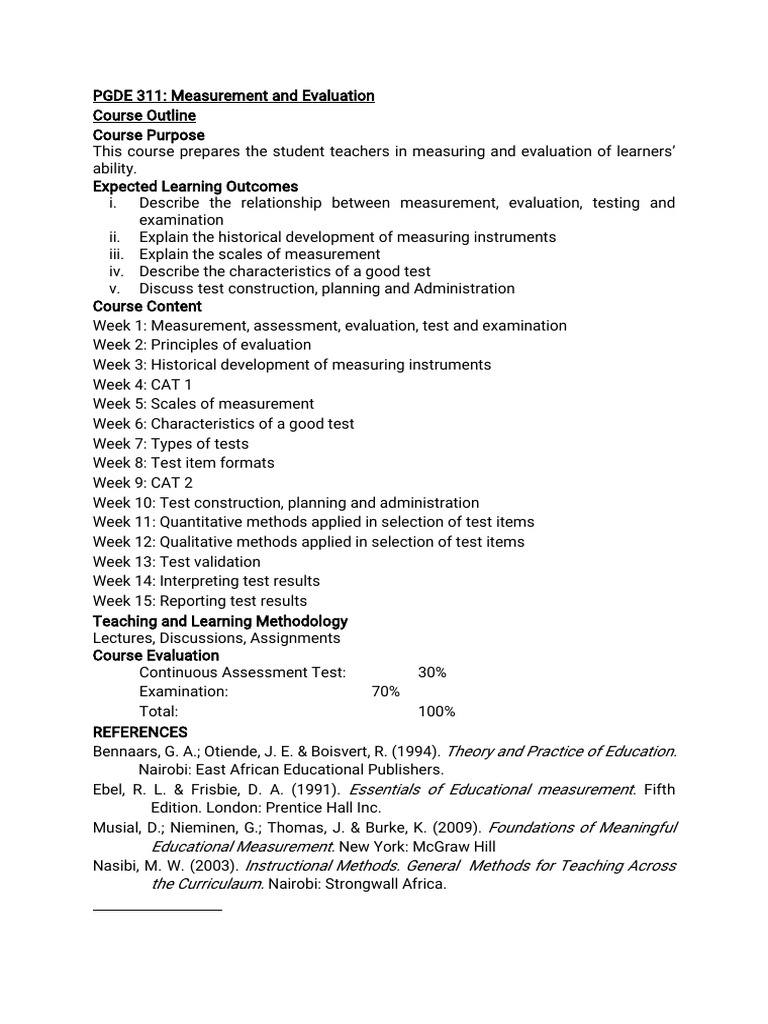 Epsc 311 Measurement and Evaluation-1-2-1 | PDF