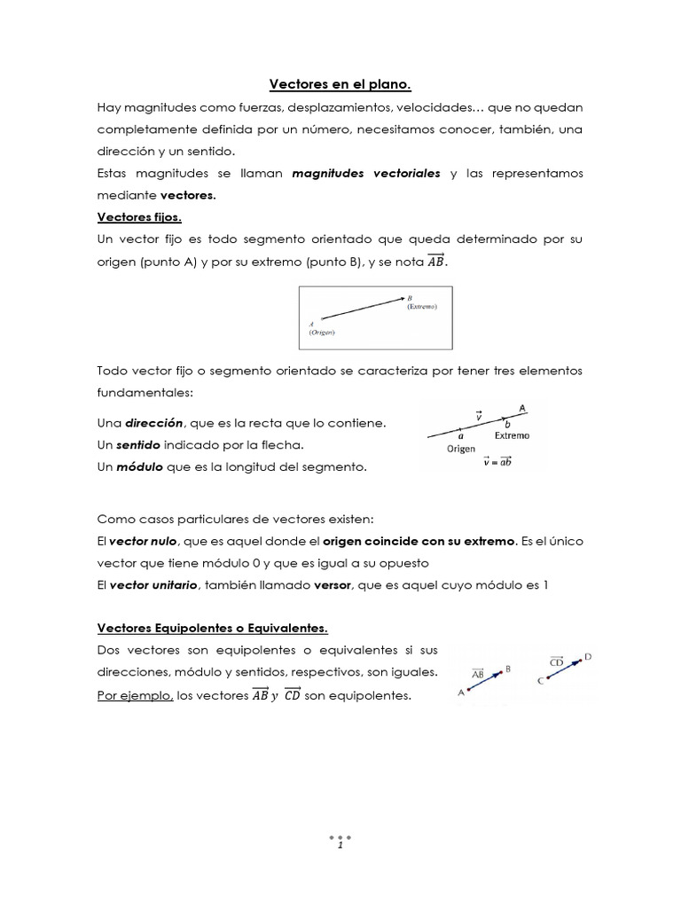 Conceptos Básicos de Vectores en el Plano | PDF | Vector Euclidiano ...