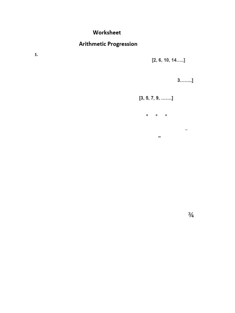 Worksheet Arithmetic Progression | PDF