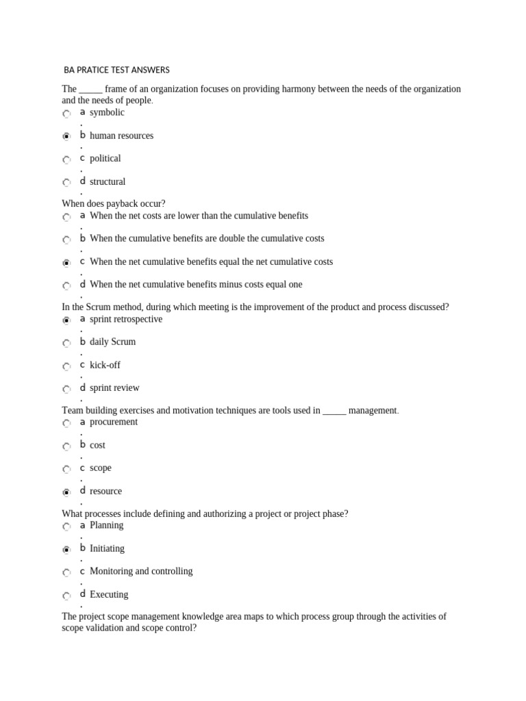 Project Management Practice Test Insights | PDF | Project Management ...