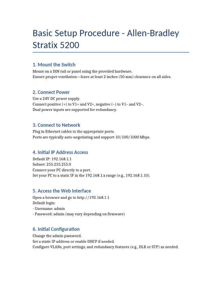 Stratix5200_Basic_Setup_With_NAT | PDF