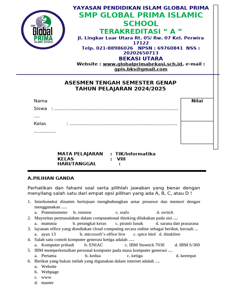 PTS GNP Tik Kls 8 | PDF