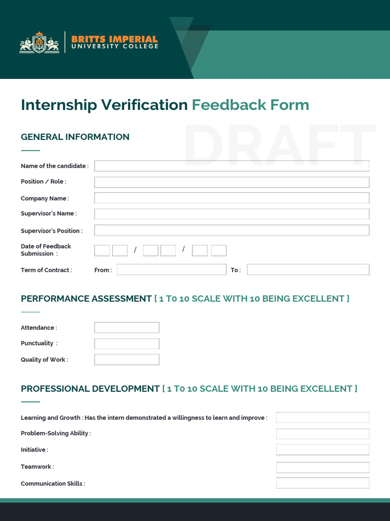DRAFT Internship Verification Form BIUC | PDF