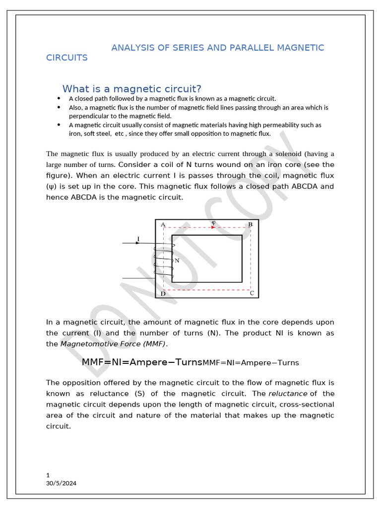 Analysis of Series and Parallel Magnetic Circuits | PDF | Series And Parallel Circuits ...
