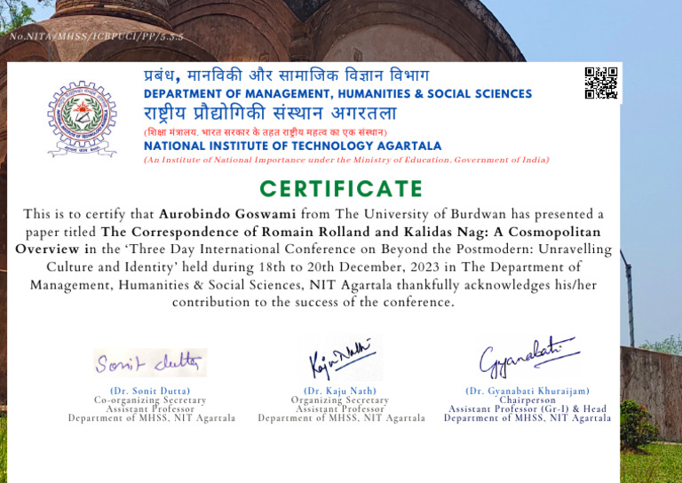 International Conference Participation Certificate | PDF