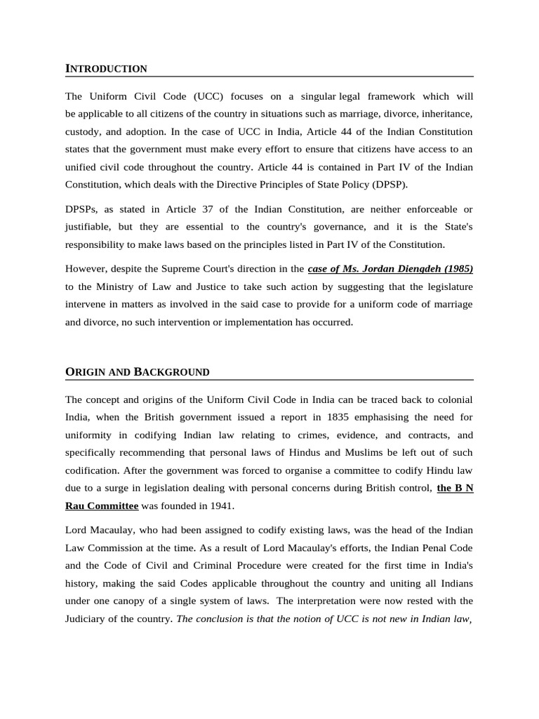 Uniform Civil Code - Fam Law | PDF | Government | Social Institutions