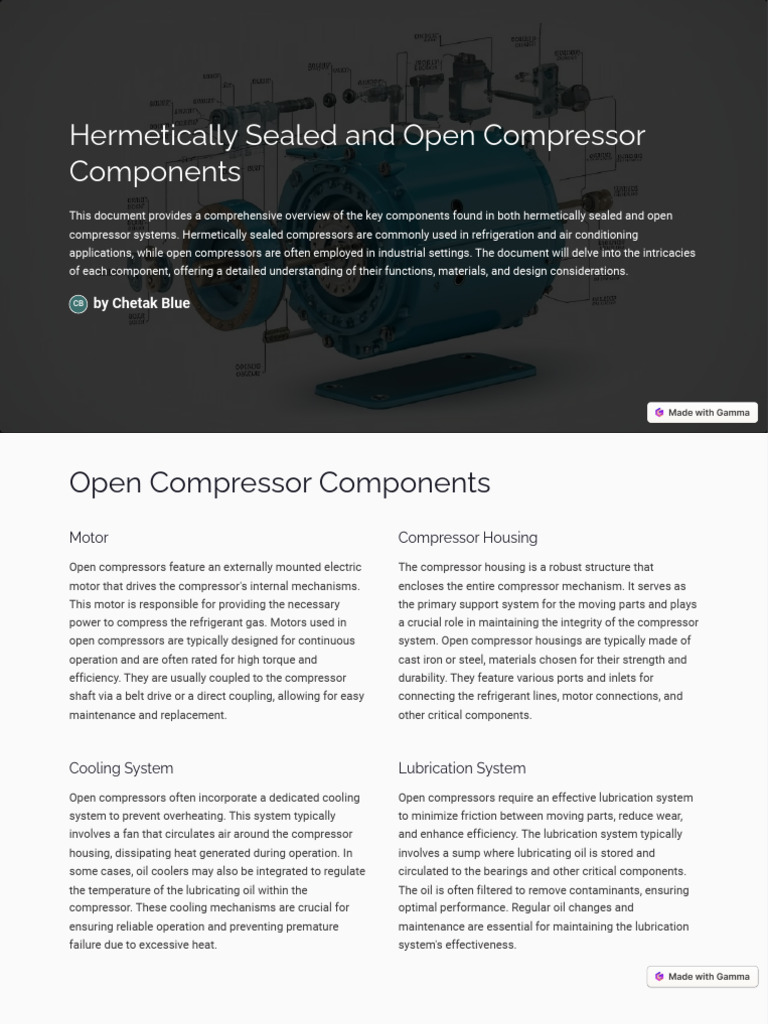 Hermetically Sealed and Open Compressor Components | PDF | Piston ...
