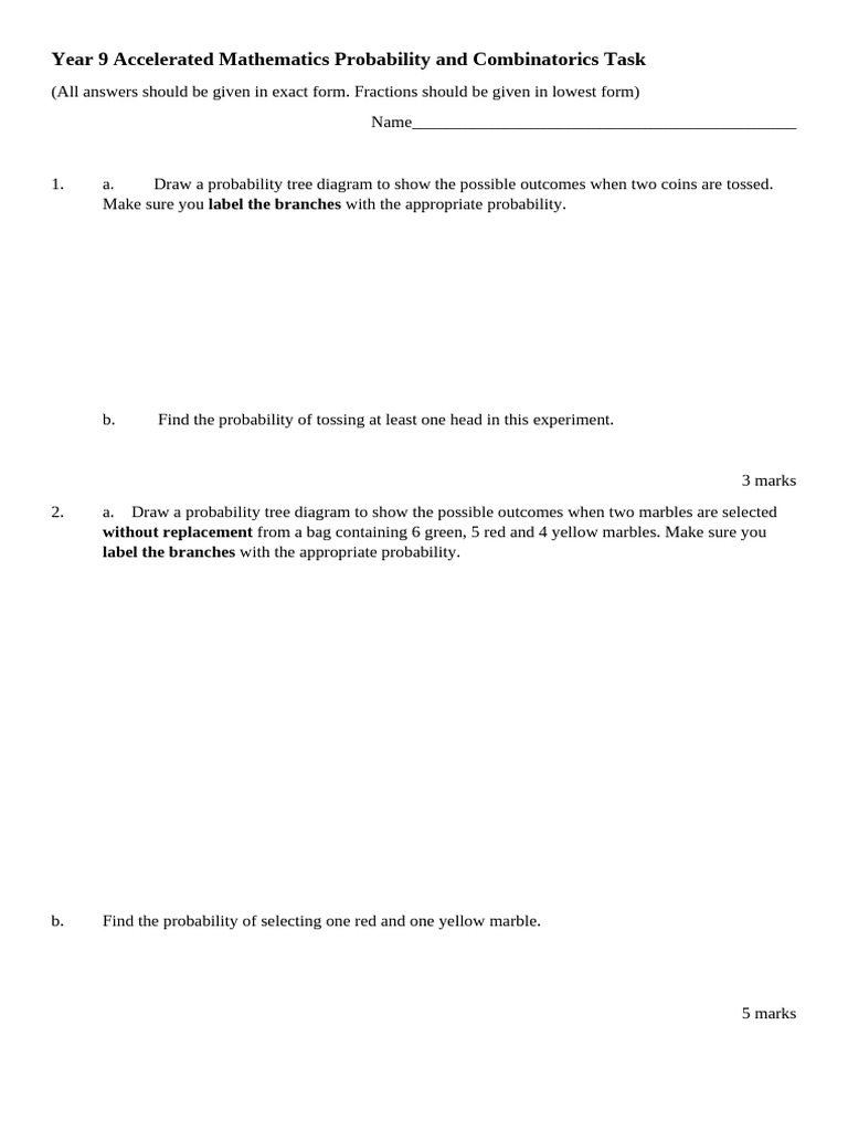 Probability Test 10 Maths | PDF | Probability | Soup