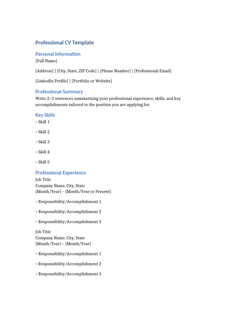 ATS Compliant CV Template | PDF