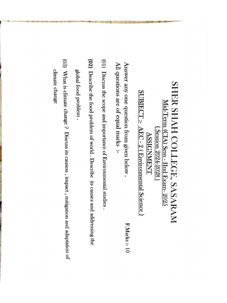 Assignment - AEC-2 Environmental Studies | PDF