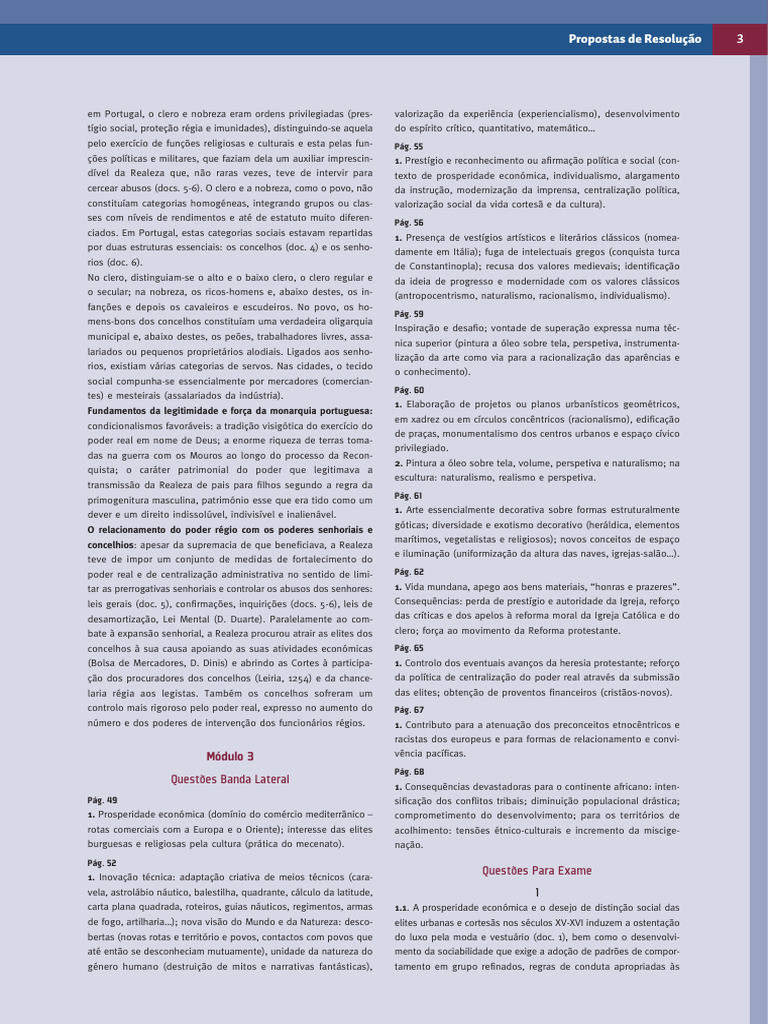 10º Módulo 3 Resumo e Perguntas_Solucoes | PDF | Nobreza | Economia