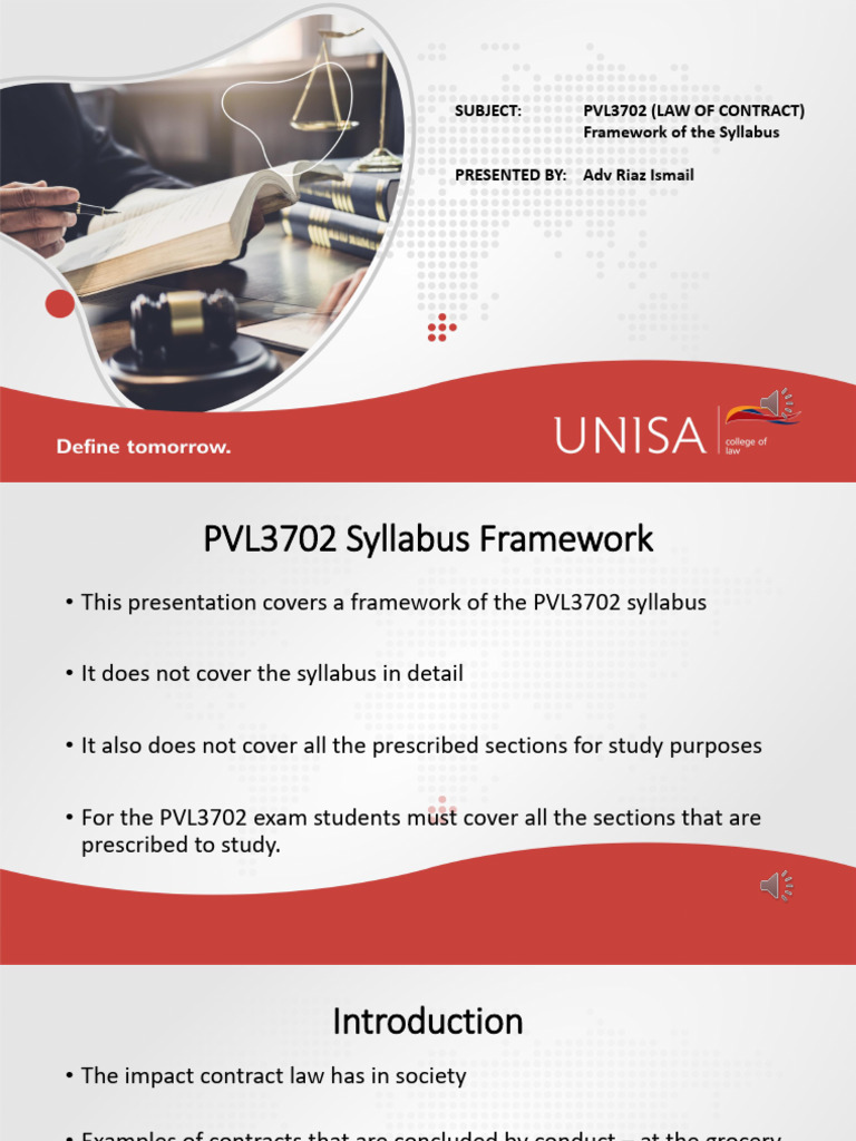 PVL3702 Contract Law Syllabus Overview | PDF | Offer And Acceptance ...