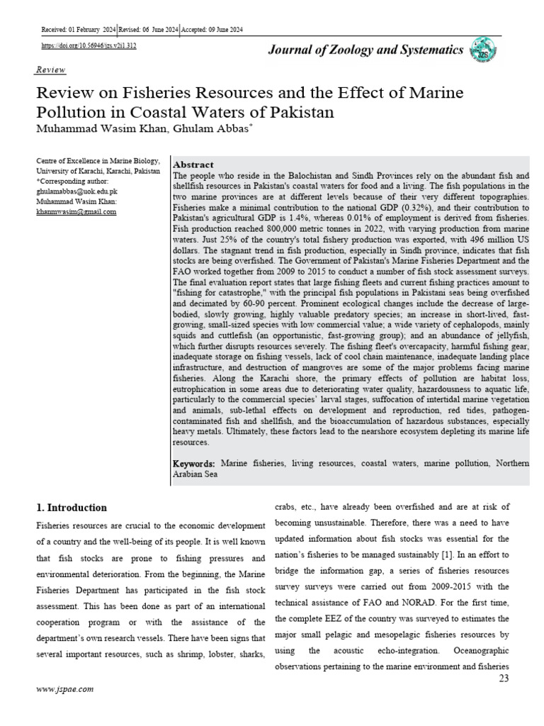 Review On Fisheries Resources and The Effect of Marine Pollution in ...