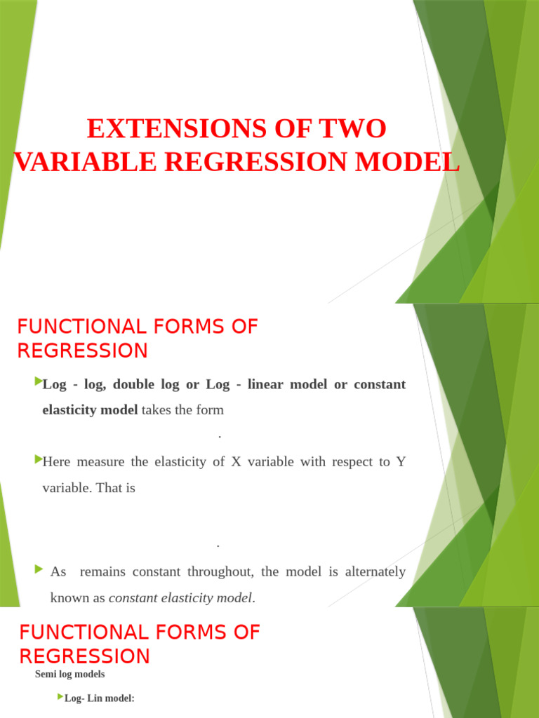 EXTENSIONS OF TWO VARIABLE REGRESSION MODEL | PDF