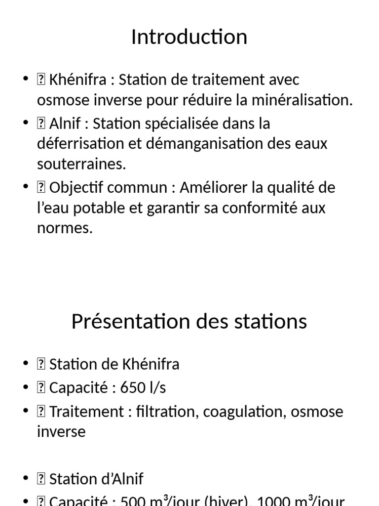 Stations d'eau : Khénifra et Alnif | PDF