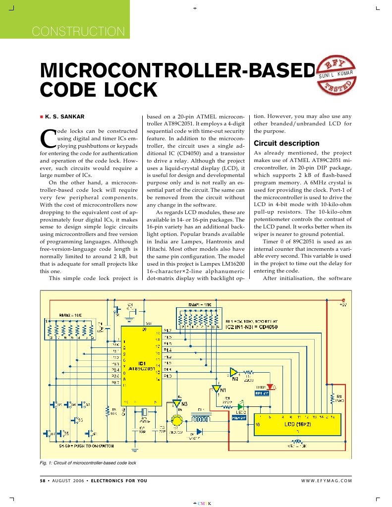 Micro Controller Based Code Look | PDF