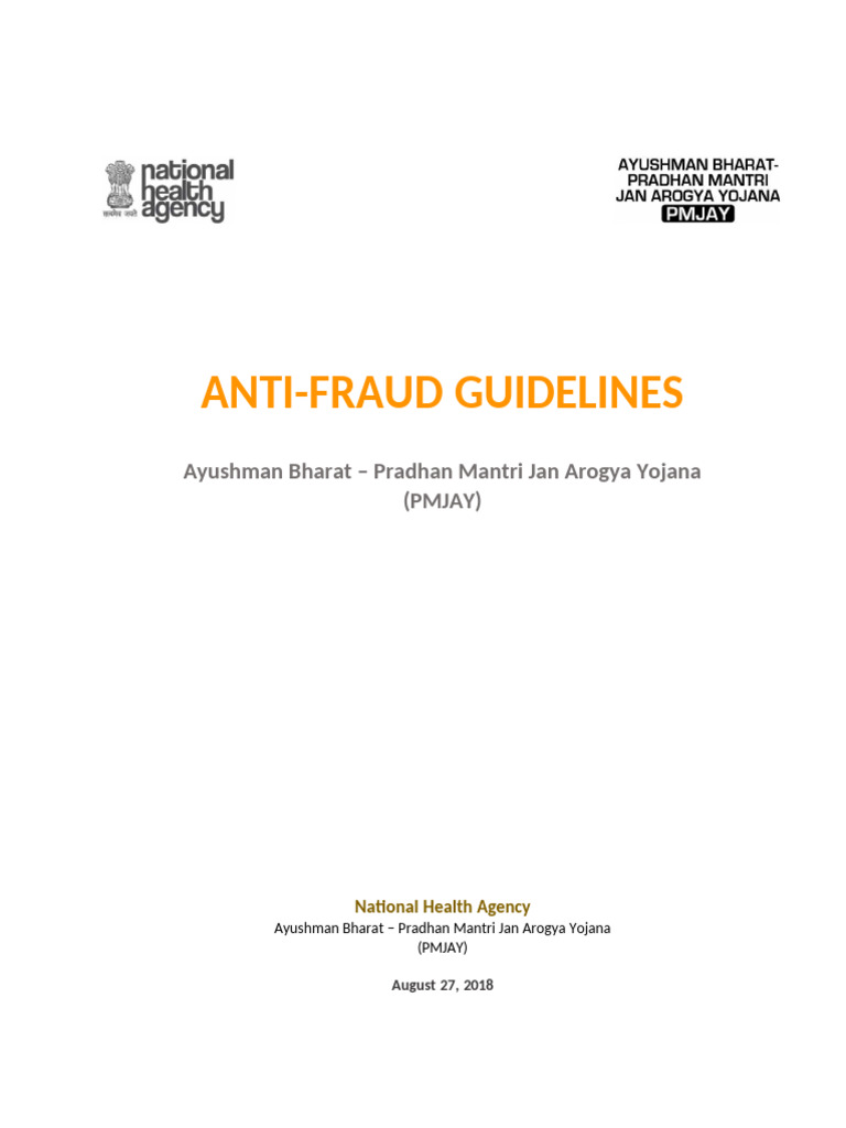 PMJAY Guidelines Anti Fraud Guidelines | PDF