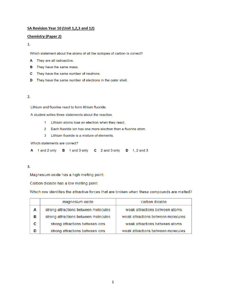 SA Y10 Paper 2 Revision | PDF