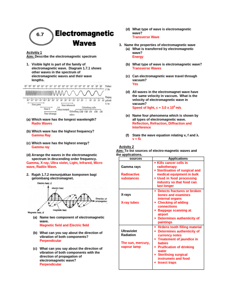 5.7 Electromagnetic Waves Answer | PDF | Waves | Electromagnetic Radiation