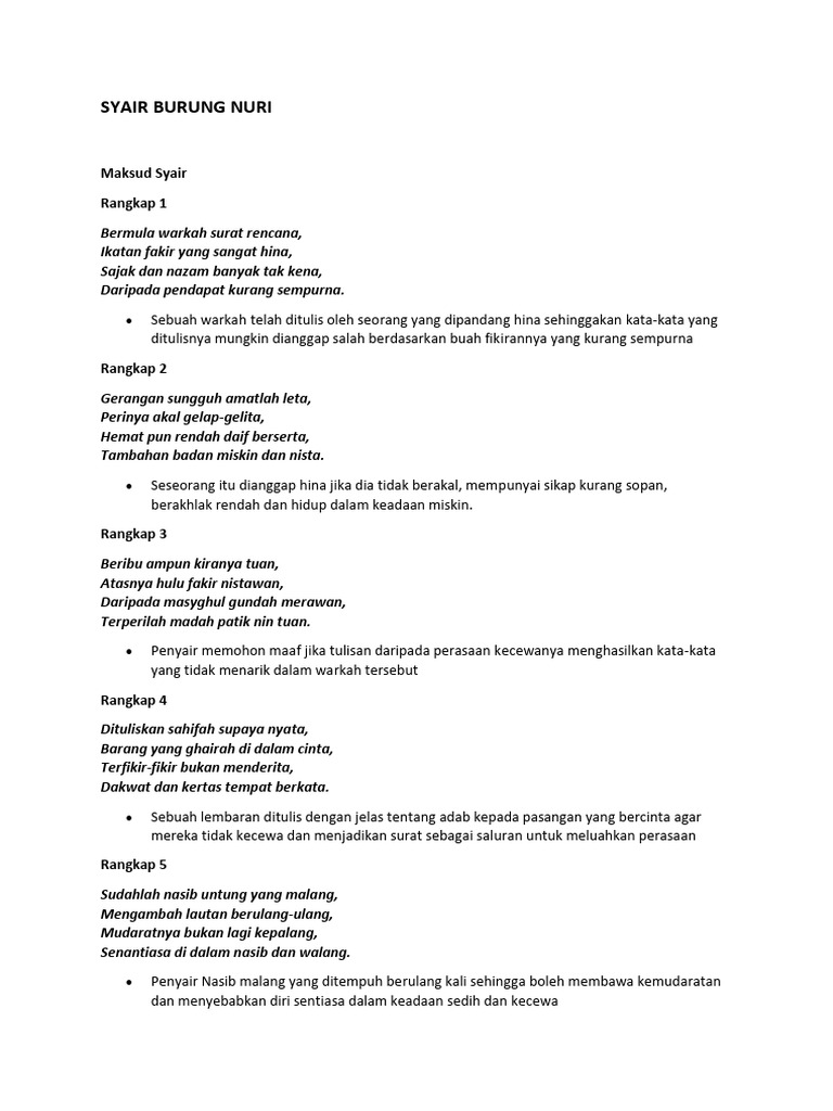 Nota Puisi Tradisional | PDF