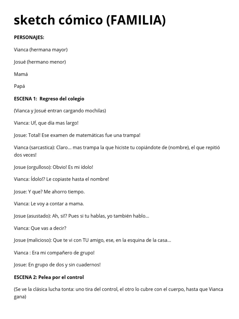 Sketch Cómico (FAMILIA) | PDF