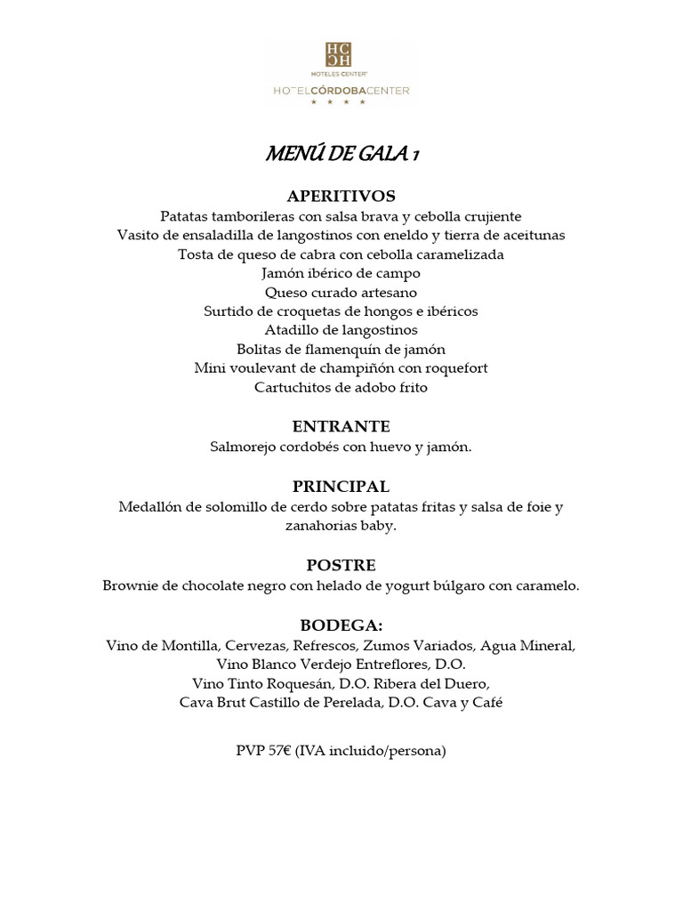 Menús de Gala | PDF | Preparación de comida y bebida | Cocinando