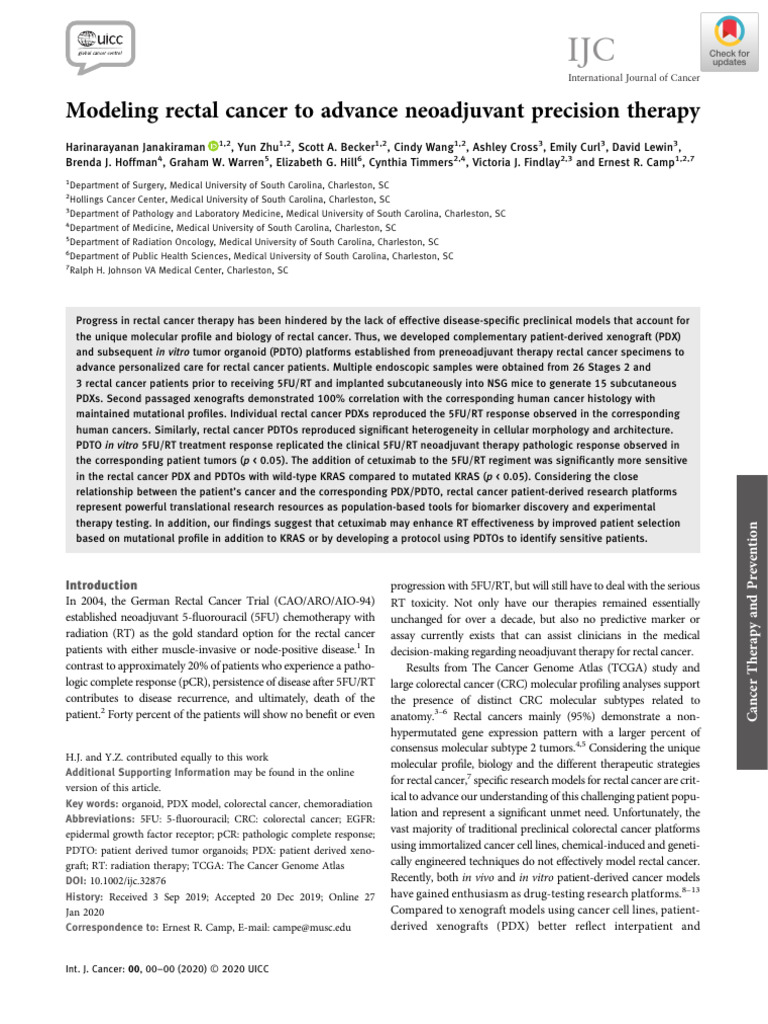 AMModeling Rectal Cancer To Advance Neoadjuvant Precision Therapy | PDF ...