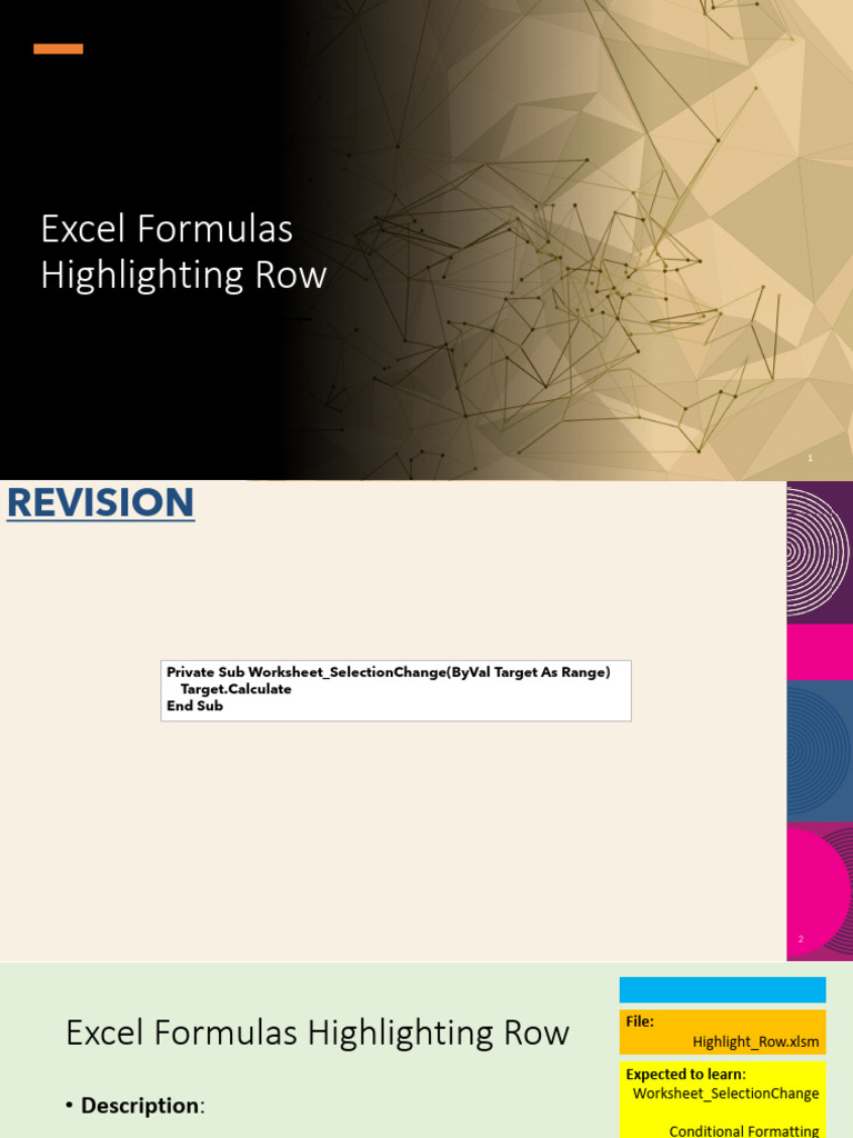 Excel Row Highlighting with Formulas | PDF