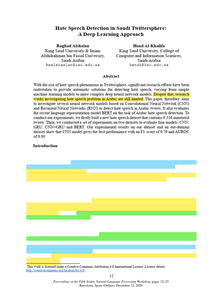 Paper by Raghad and Hend for Hate Speech Detection in Saudi Twitter Sphere a Deep Learning ...