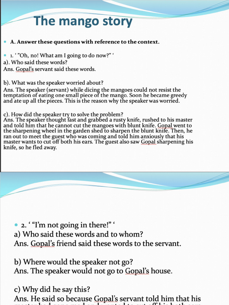 The Mango Story QA | PDF
