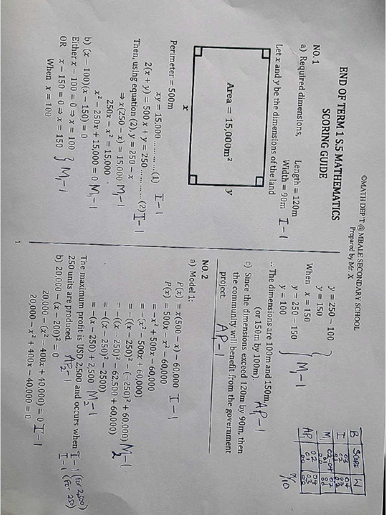 S. 5 Eot 1 Math 2025 | PDF
