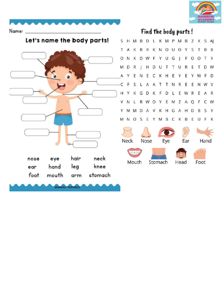 body parts kids worksheet (1) | PDF