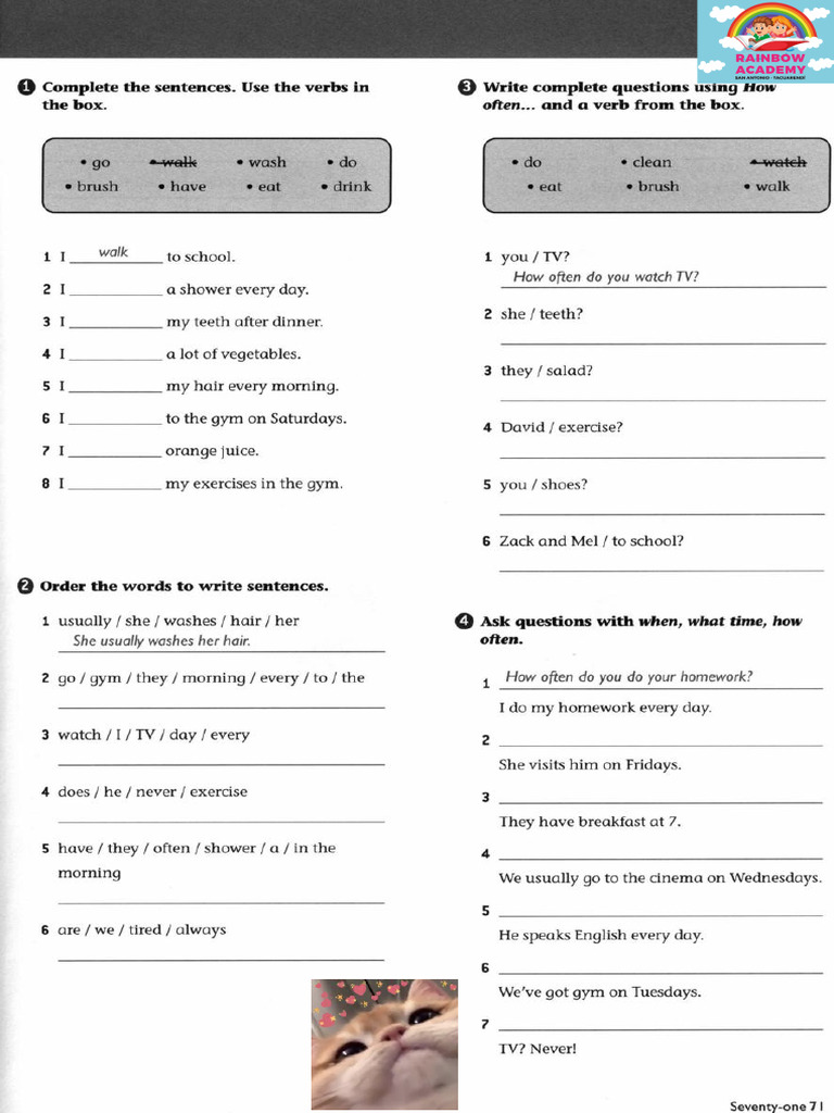 Worksheet Frequency Adverb 2 | PDF | Language Families | Linguistic Typology