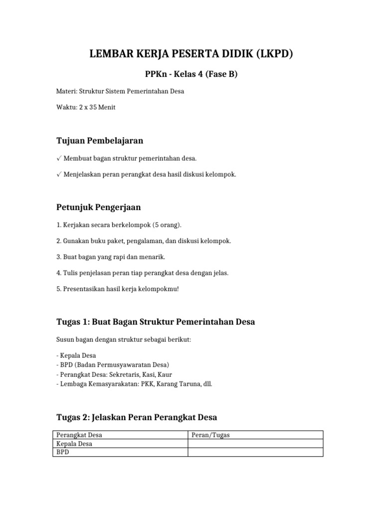 LKPD PPKN Kelas4 CanvaTemplate | PDF