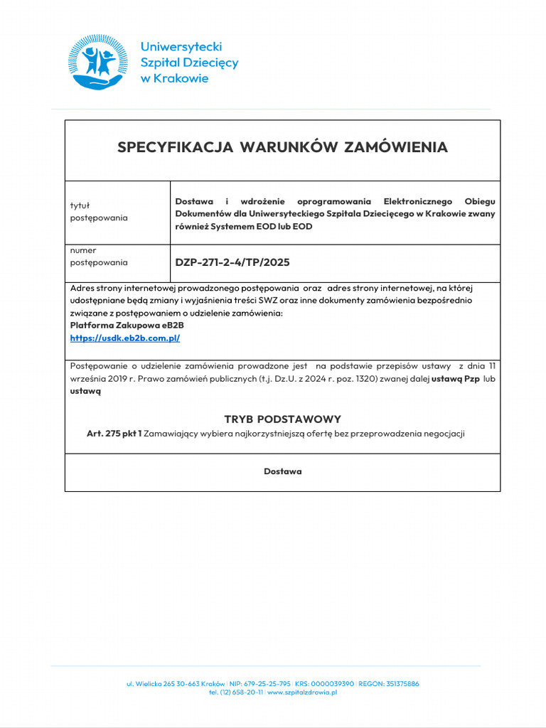 Specyfikacja Warunkow Zamowienia Po Zmianie 2 | PDF
