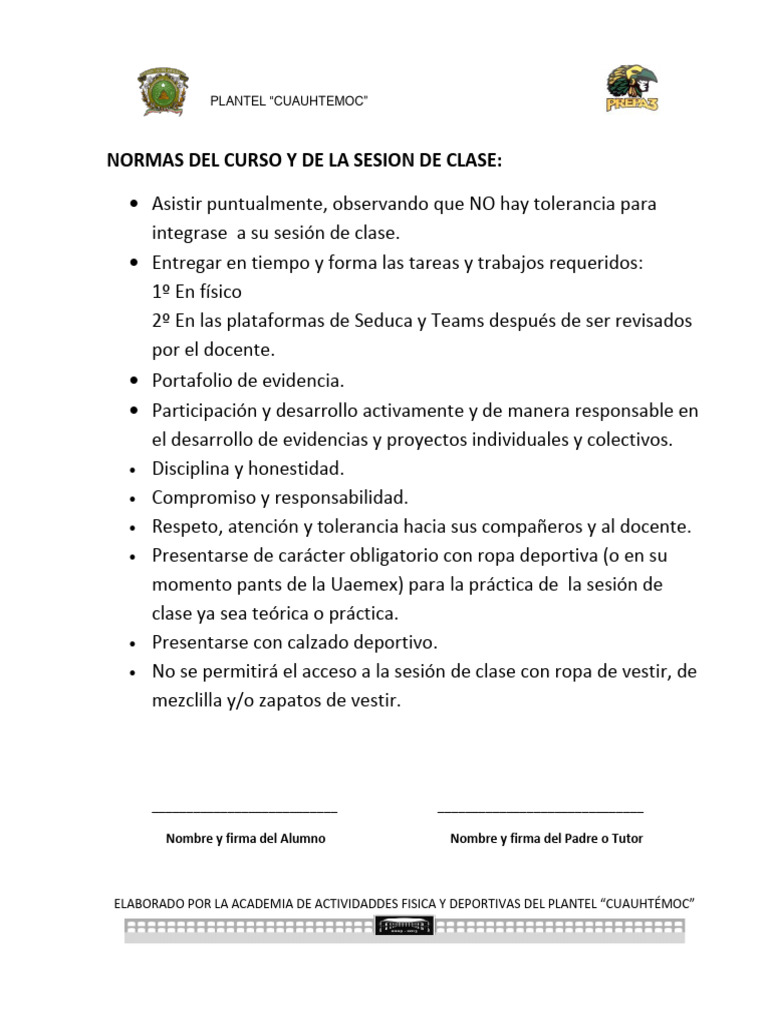 Normas Del Curso | PDF