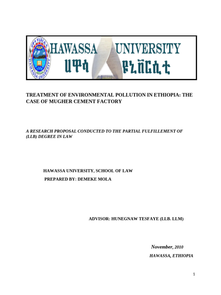 Treatment of Environmental Pollution in Ethiopia: The Case of Mugher ...